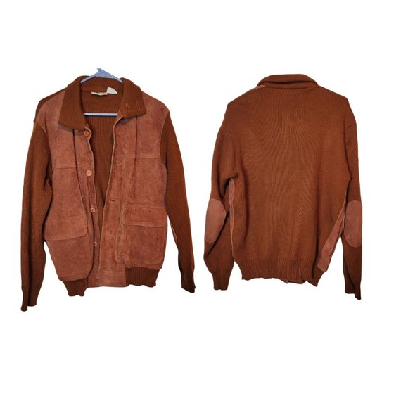 Landmark | Jackets & Coats | Vintage Landmark Knit Button Up Suede ...
